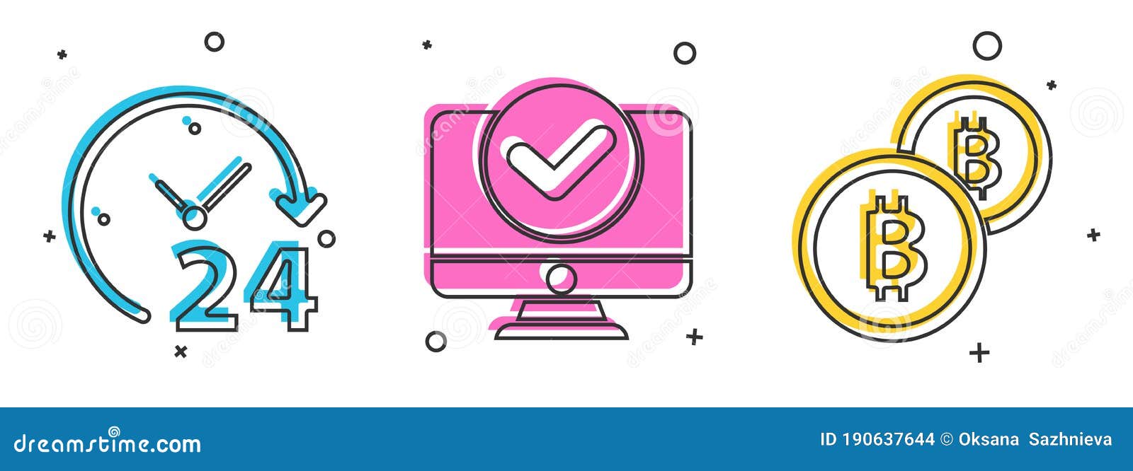 Set Clock 24 Hours, Computer Monitor and Cryptocurrency Coin Bitcoin ...