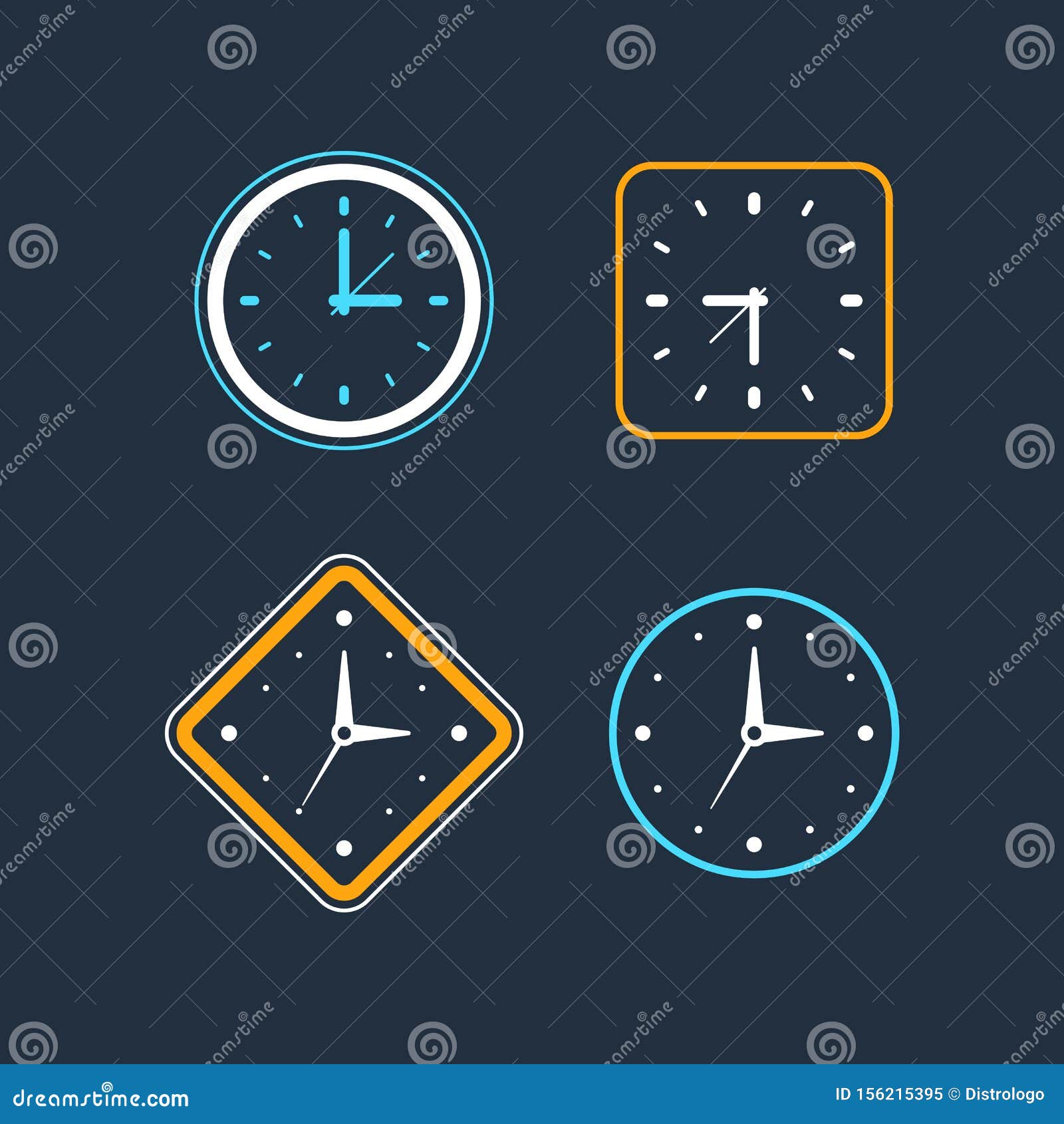 Set of Clock Icon Vector. Flat Design Element Watch Stock Vector ...