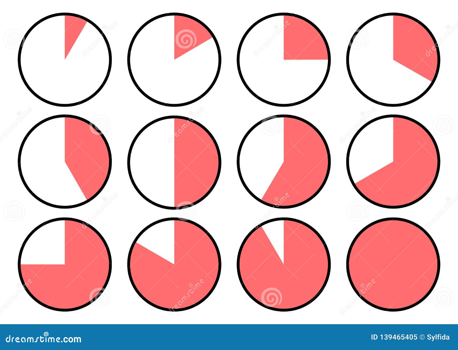Set of Clock Icons Showing Different Time. Vector Illustration Stock ...