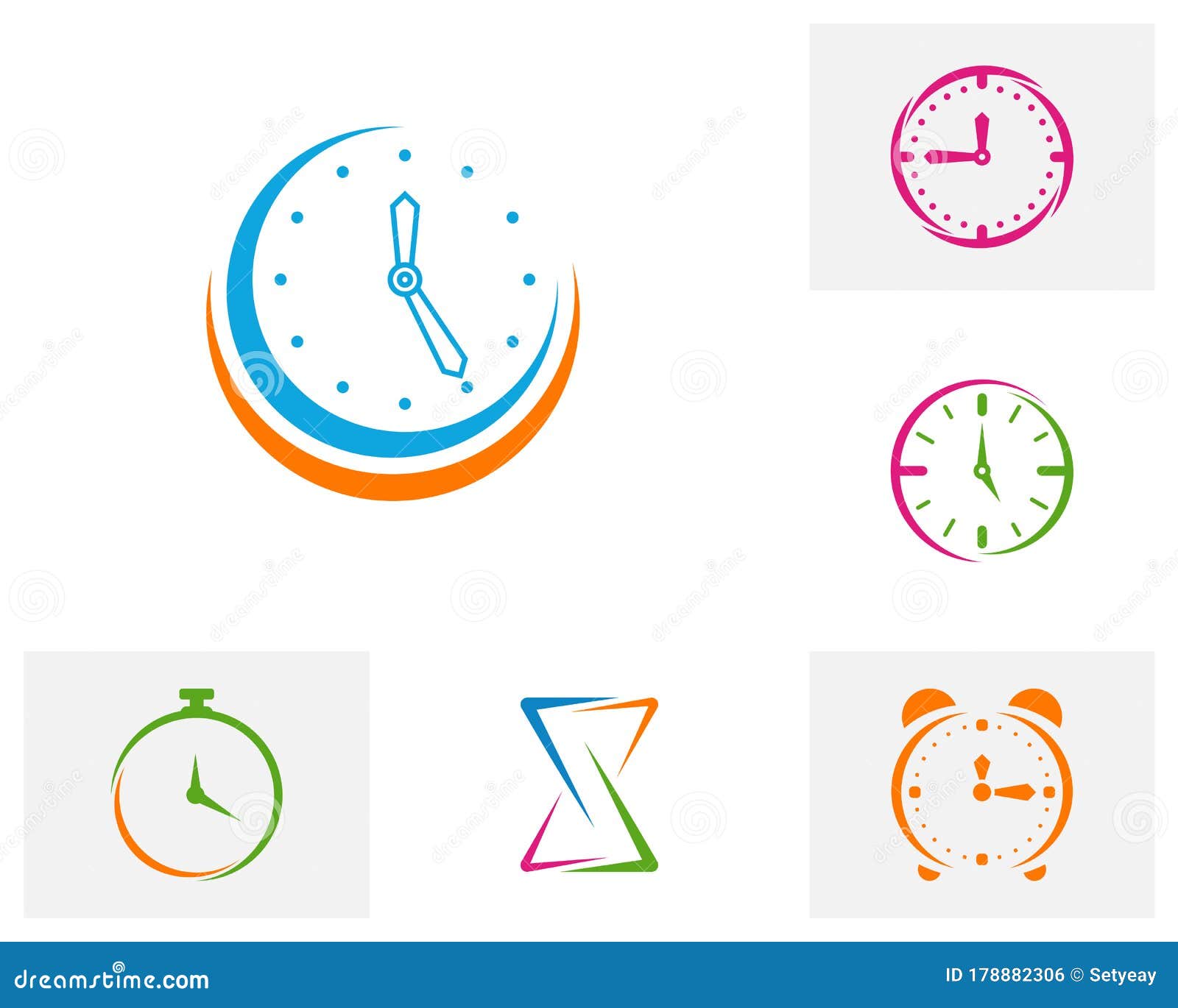 Set of Clock Logo Design Concept Vector. Time Management Logo Template ...