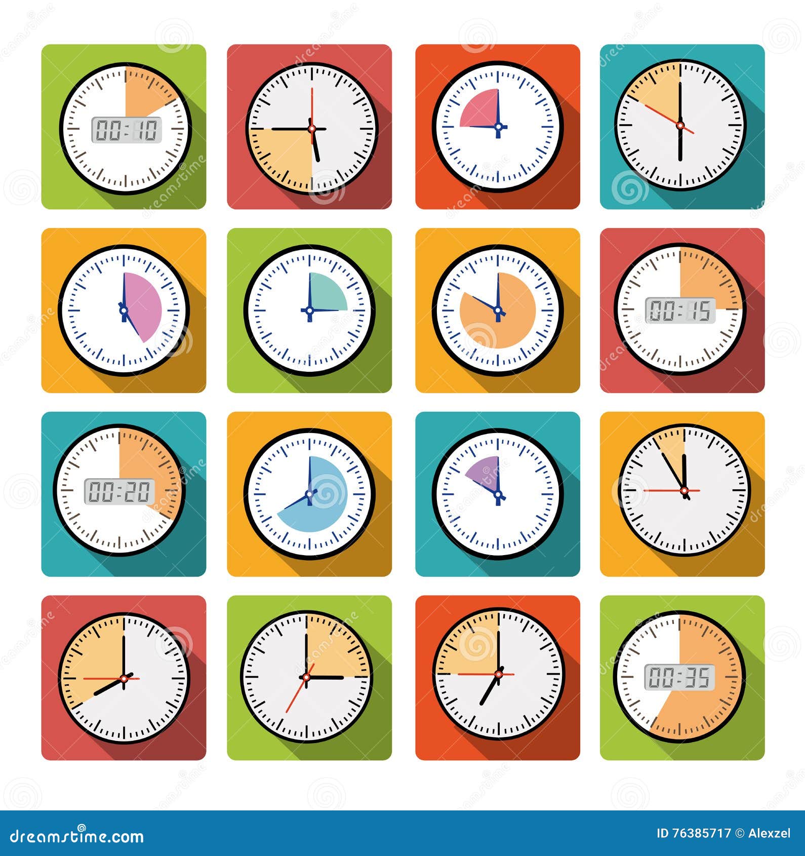 Set clock with the timer stock vector. Illustration of mechanical ...