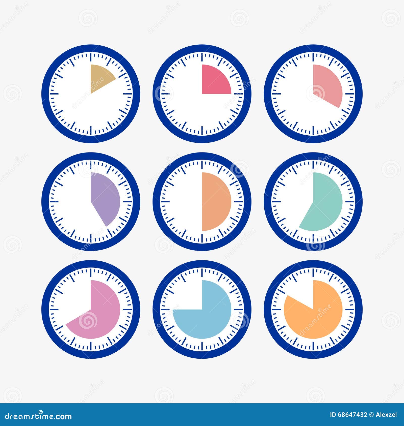 Set clock with the timer stock vector. Illustration of alarm - 68647432