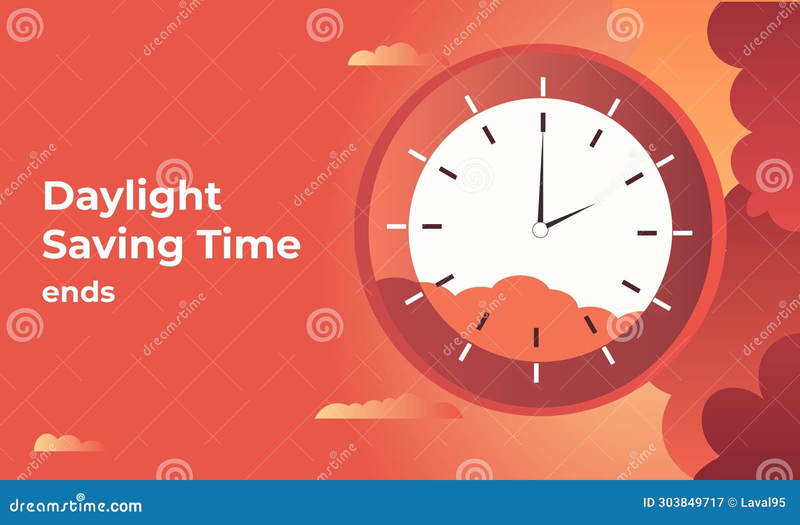 Set the Clock To Daylight Saving Time Ends. Vector Illustration with ...