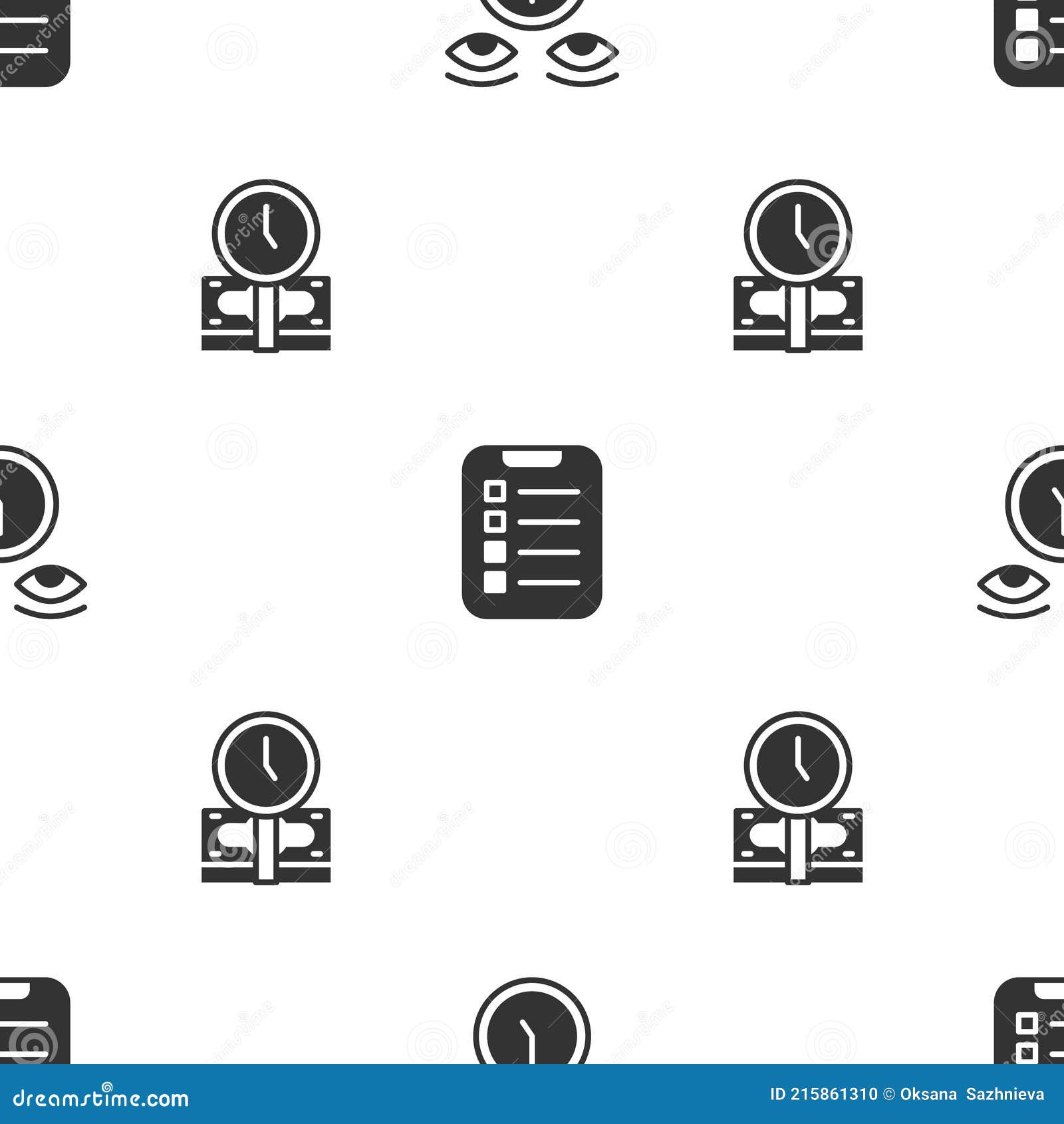 Set Clock, To Do List or Planning and Time Money on Seamless Pattern ...