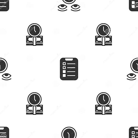 Set Clock, To Do List or Planning and Time Money on Seamless Pattern ...