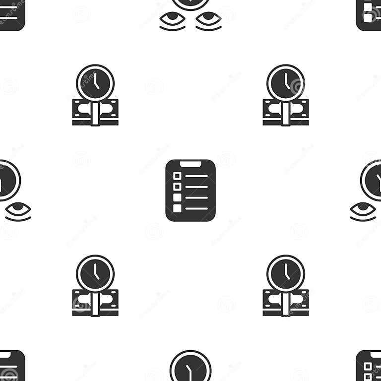 Set Clock, To Do List or Planning and Time Money on Seamless Pattern ...