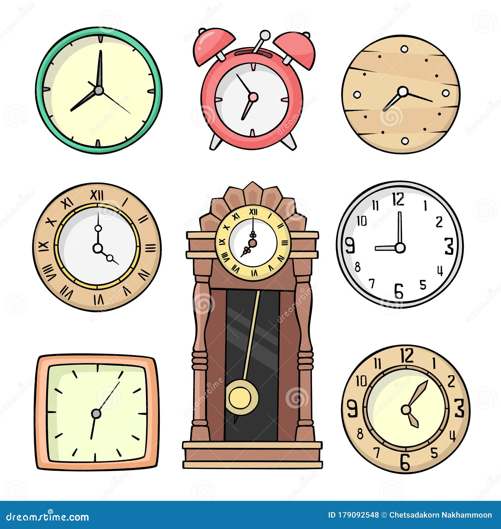 Set of Clocks editorial stock photo. Illustration of line - 179092548