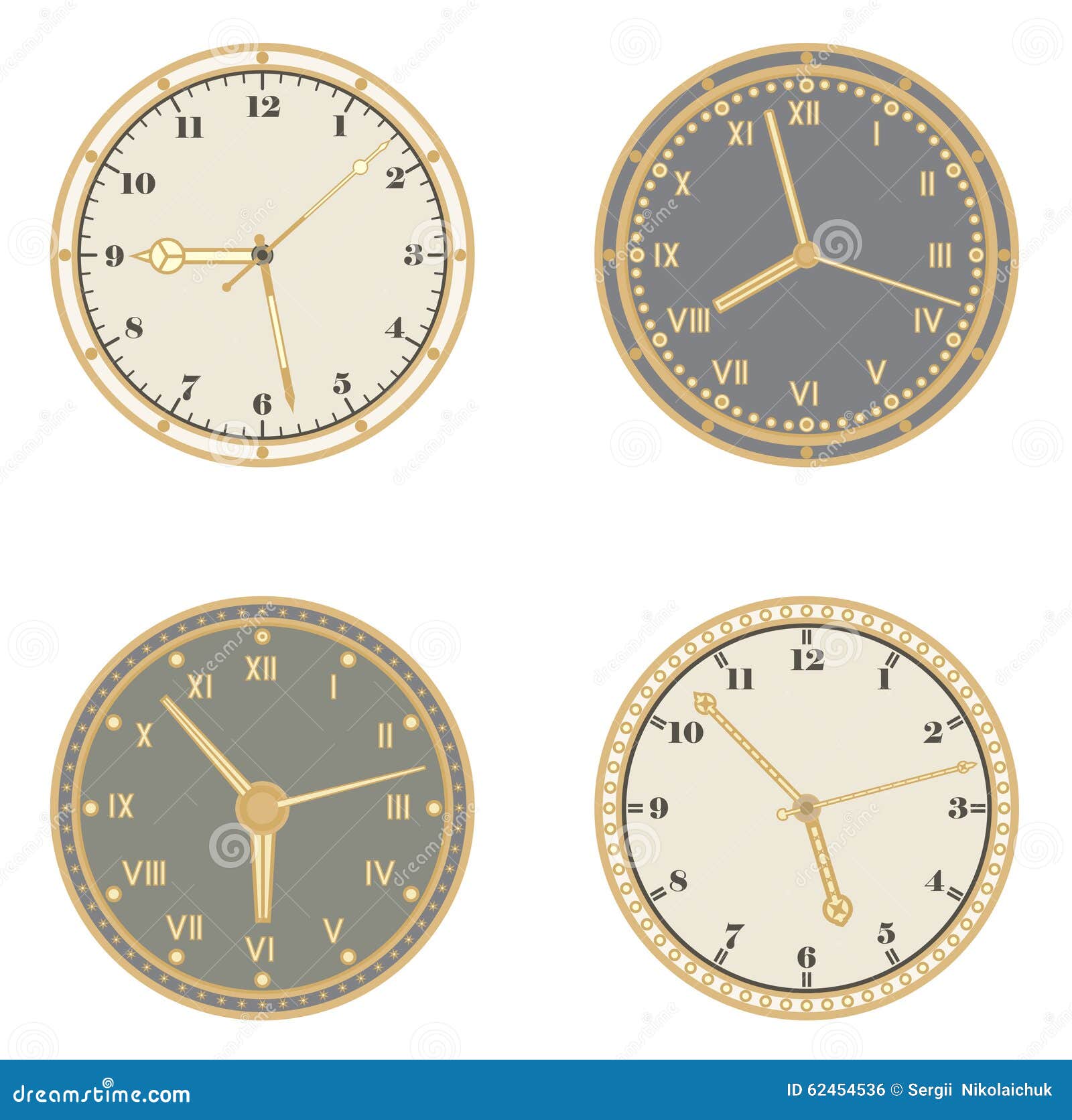 Set of Clocks stock vector. Illustration of colored, symbol - 62454536