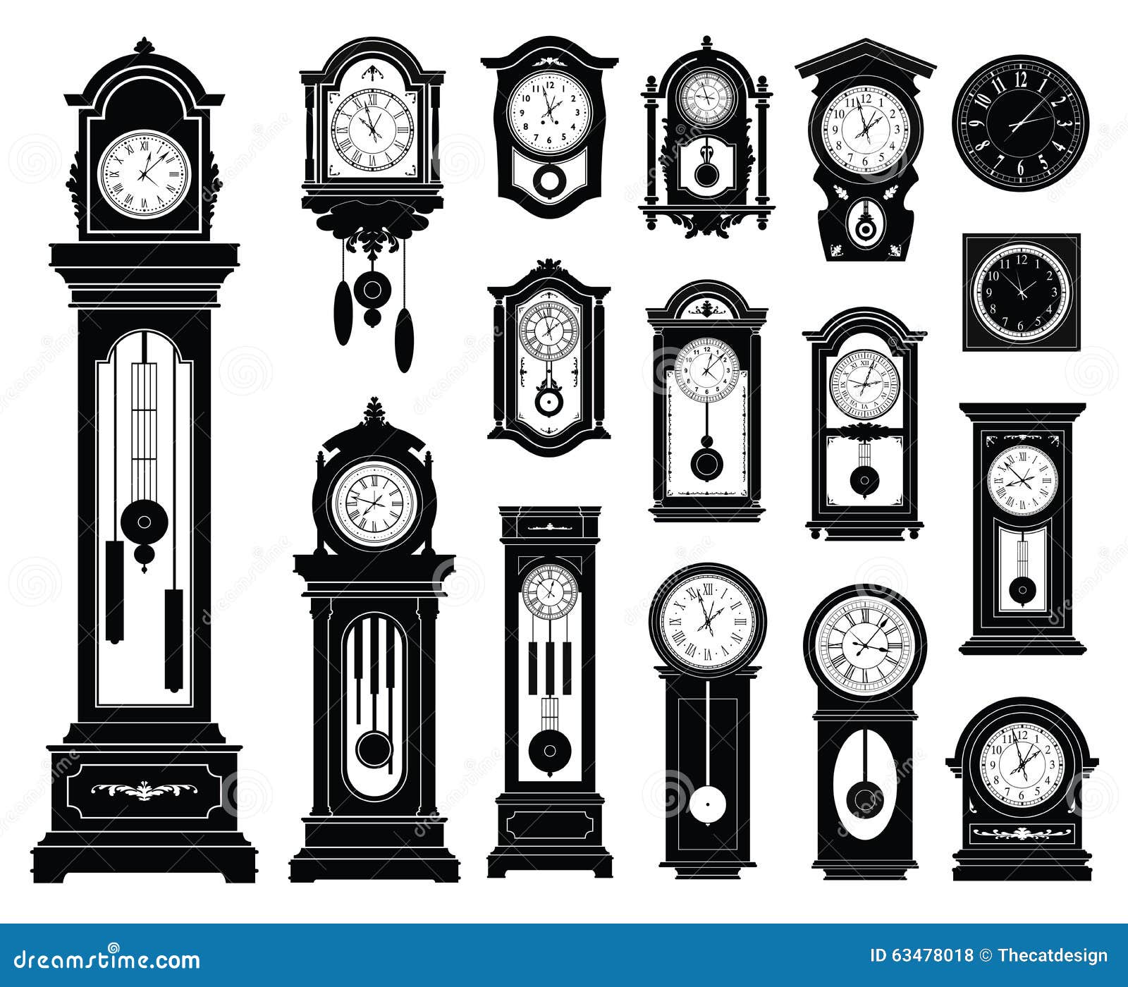Set of clocks. stock vector. Illustration of design, elegant - 63478018