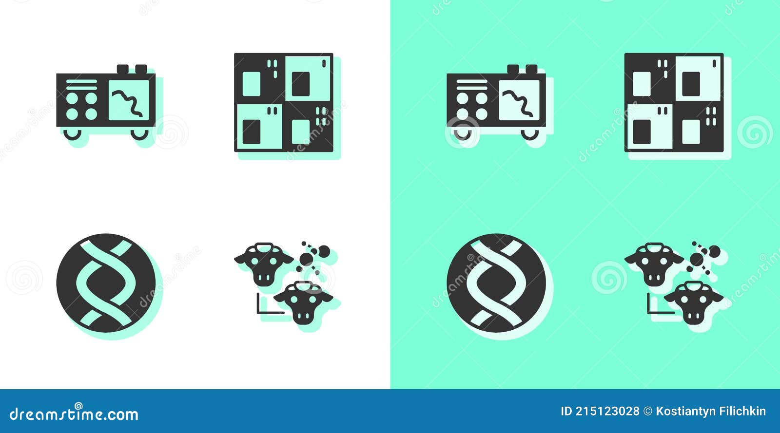 Set Cloning, Spectrometer, DNA Symbol and Periodic Table Icon. Vector ...