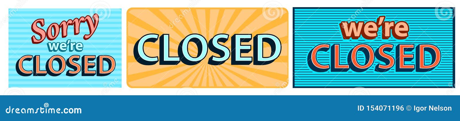 Set of Closed Banners in Vintage Style. Vector Stock Illustration ...