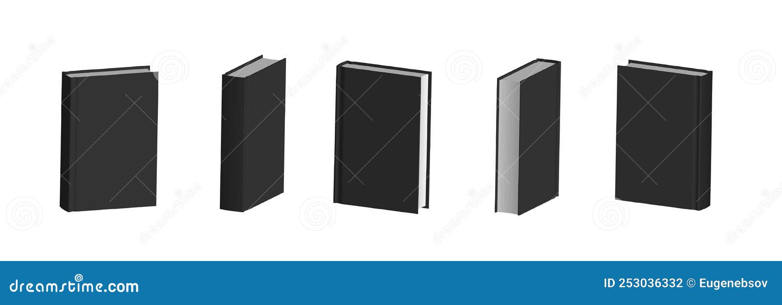 Set of Closed Black Books in Different Positions for Bookstore Stock ...
