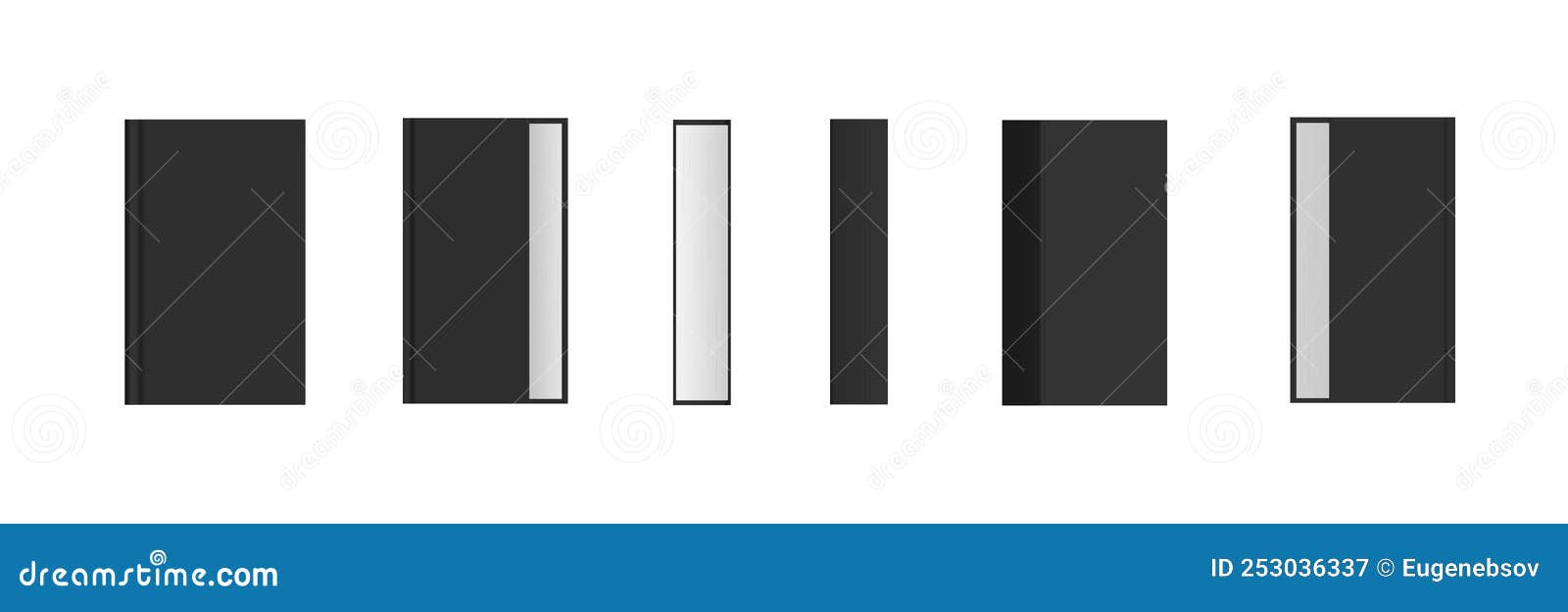 Set of Closed Black Books in Different Positions for Bookstore Stock ...