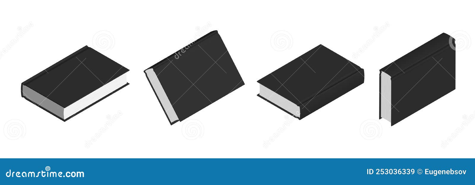 Set of Closed Black Books in Different Positions for Bookstore Stock ...