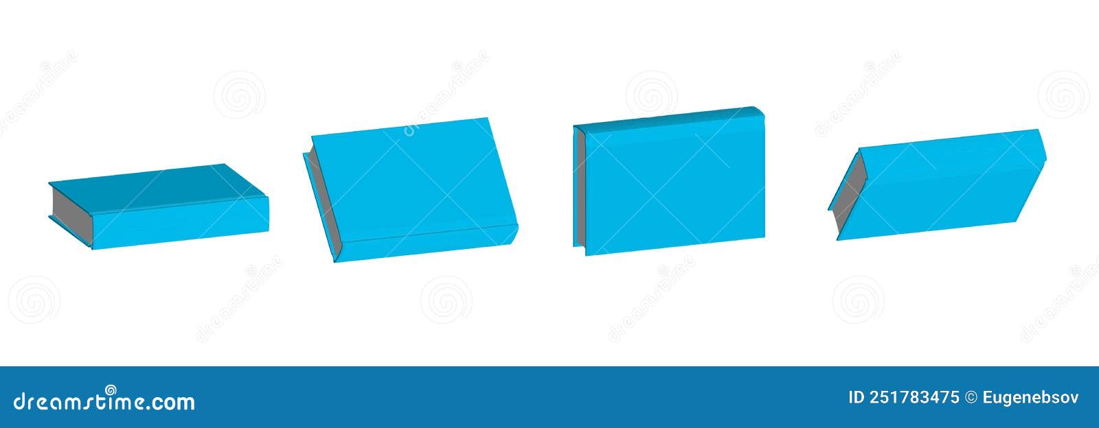 Set of Closed Blue Books in Different Positions for Bookstore Stock ...