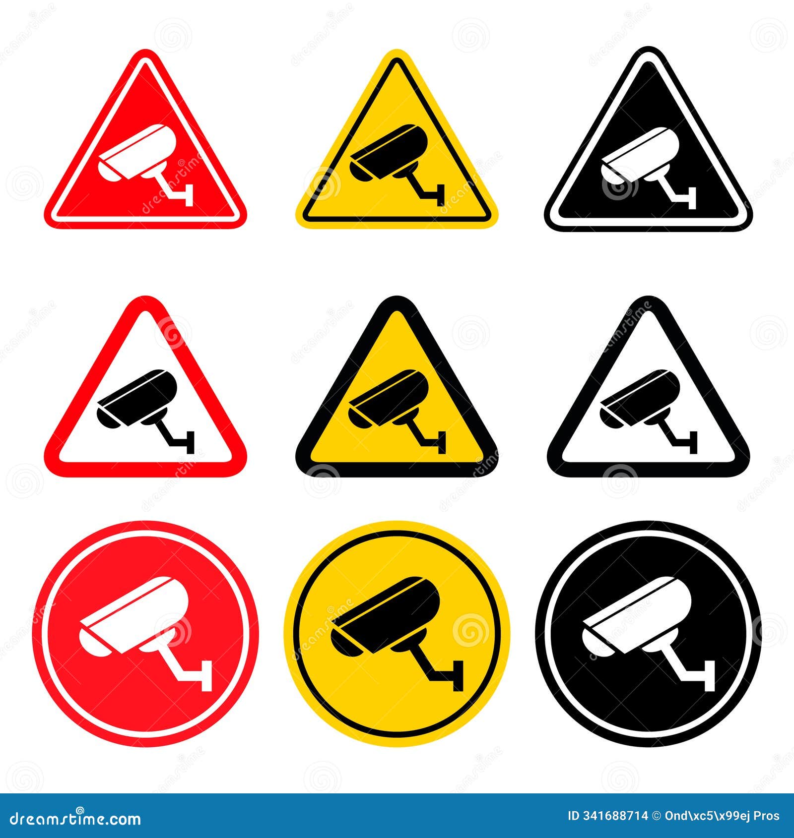 Set of Closed Circuit Television Camera Icon, CCTV Video Protection ...