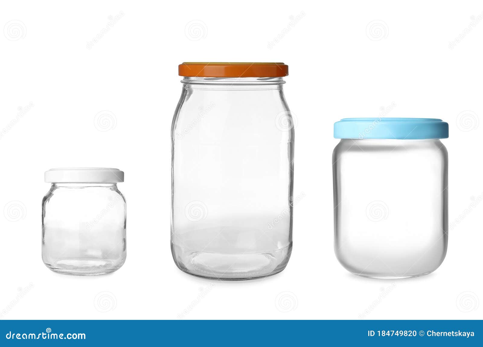 Set with Closed Empty Glass Jars on Background Stock Photo - Image of ...