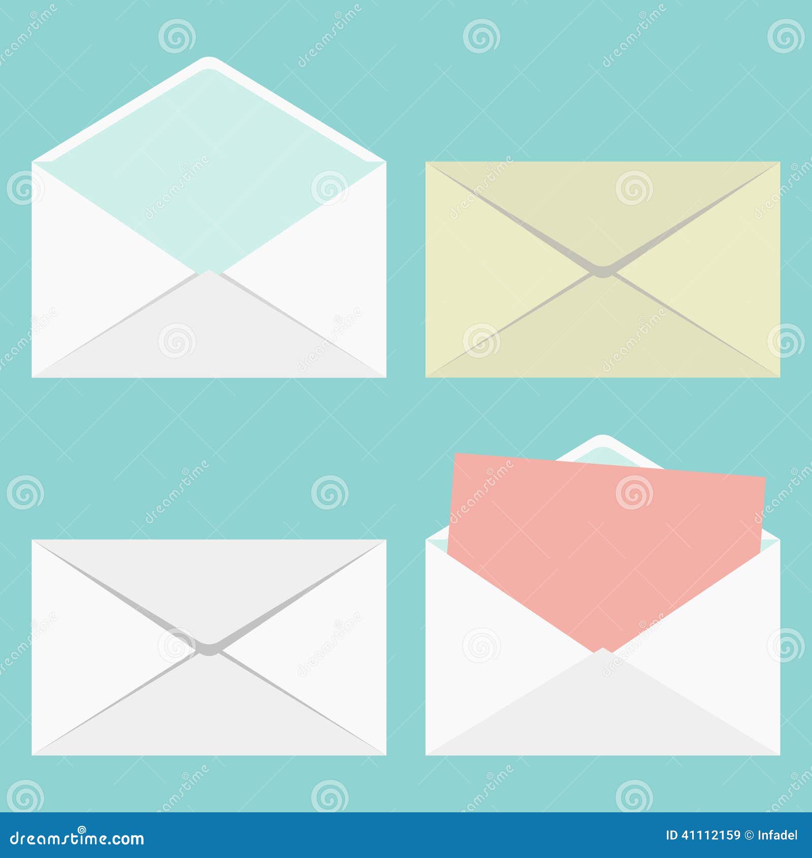 Set of Closed and Open Envelopes Stock Vector - Illustration of page ...