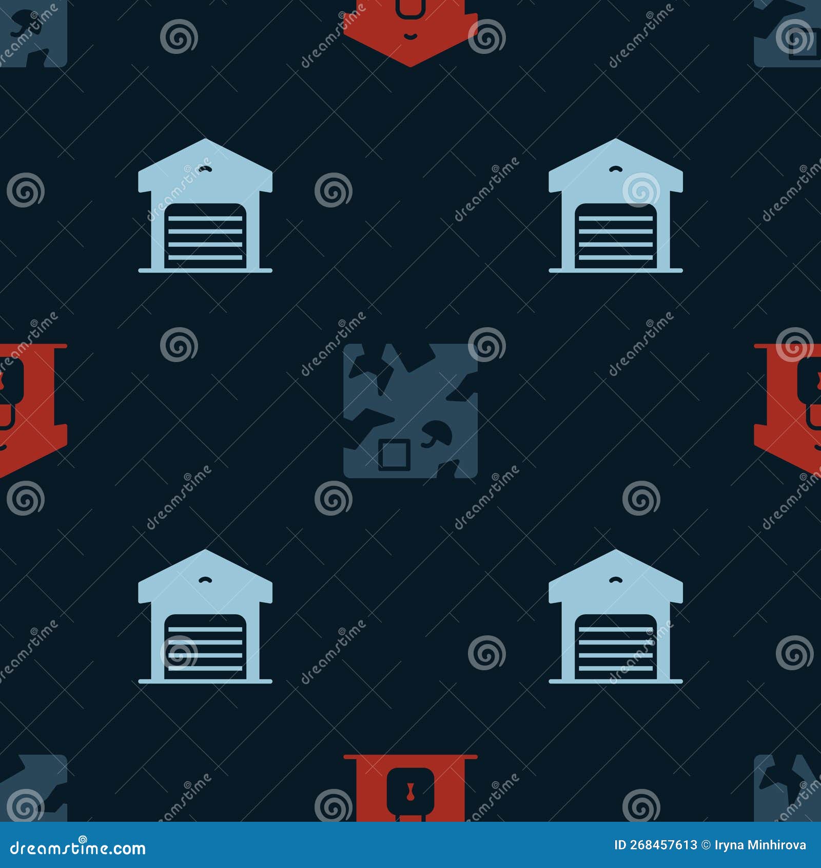 Set Closed Warehouse, Broken Cardboard Box and Warehouse on Seamless ...