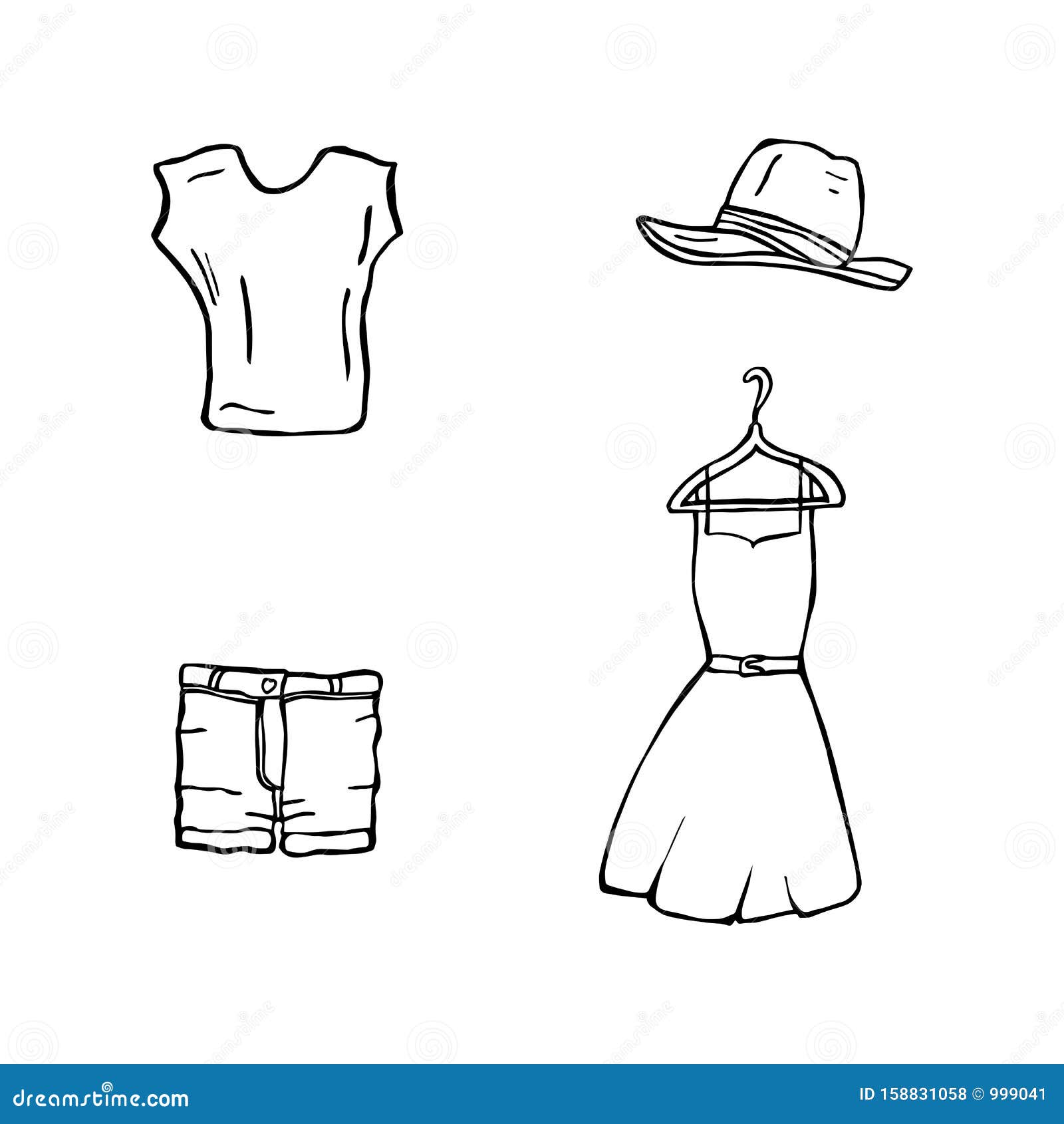 Set of Clothes. Eps10 Vector Illustration. Hand Drawing. Stock Vector ...