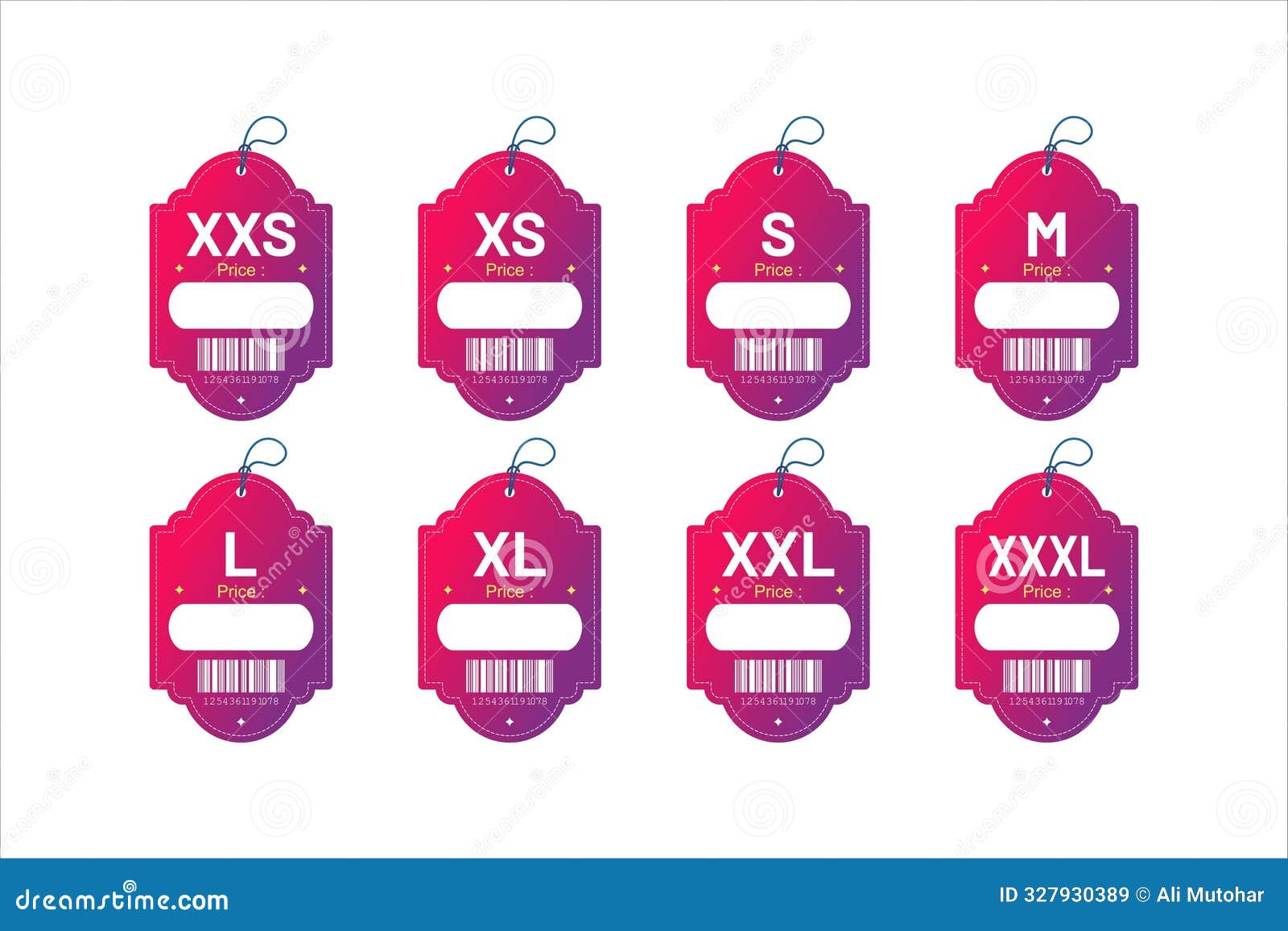 Set Clothing Size Label Clothing Neck Label Tag Stock Illustration ...