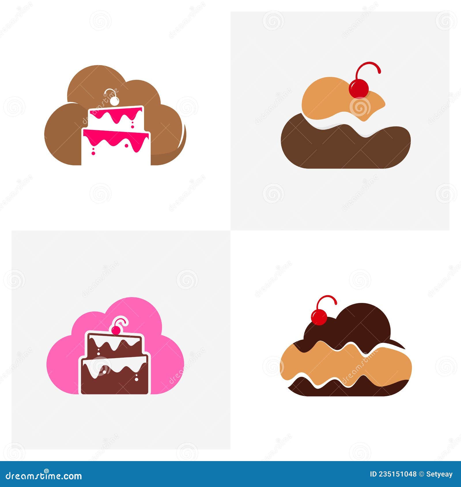 Set of Cloud Bakery Logo Design Vector Template. Bakery Logo Concept ...