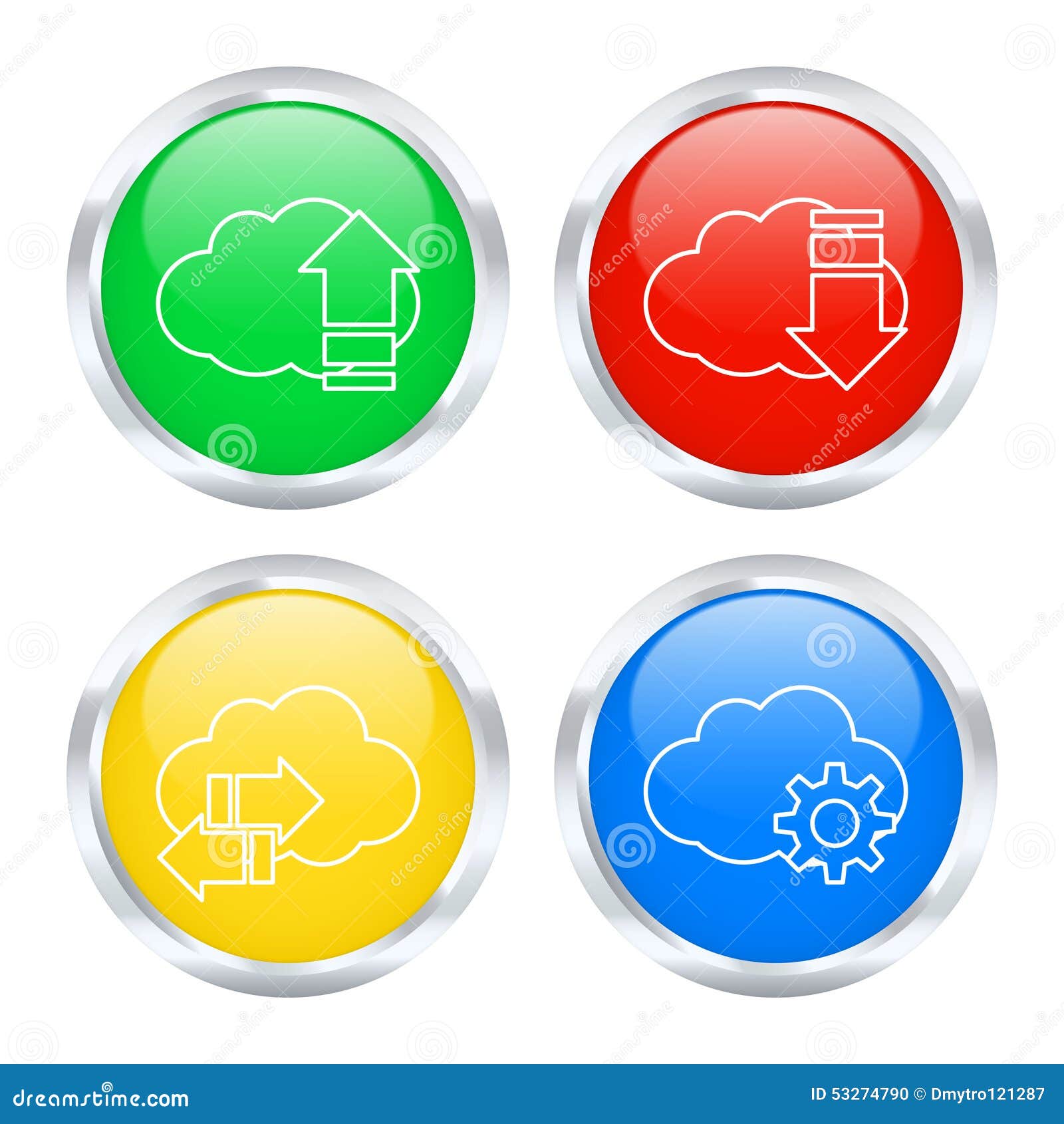 Set of cloud buttons stock vector. Illustration of network - 53274790