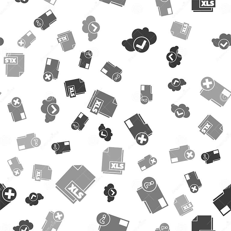 Set Cloud with Check Mark, Unknown Document Folder, Delete Folder and XLS File Document on ...