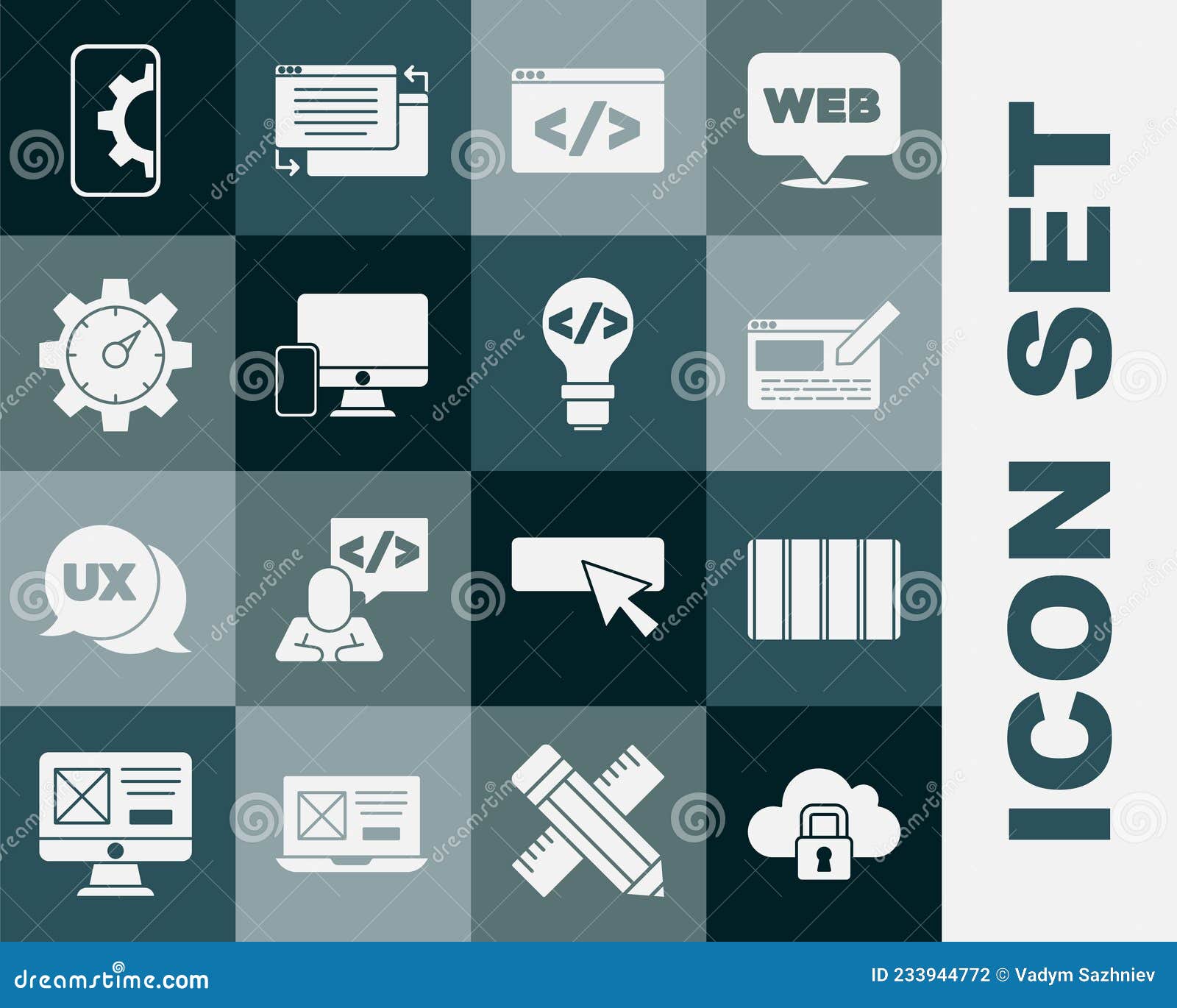 Set Cloud Computing Lock Color Palette Guide Ui Ux Design Frontal Development Moniteur Et Site ...