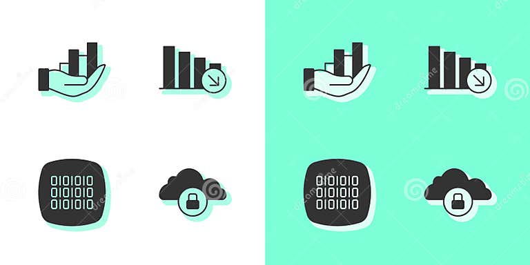 Set Cloud Computing Lock, Pie Chart Infographic, Binary Code and ...