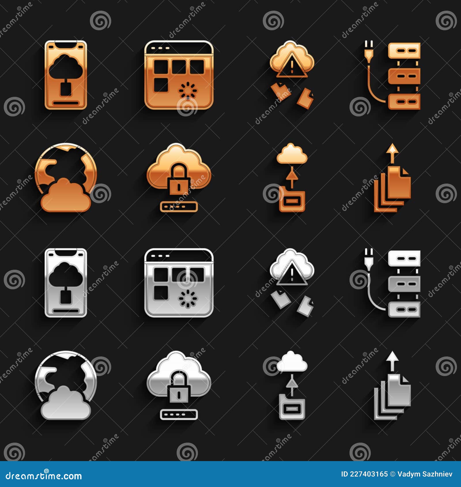 Set Cloud Computing Lock, Server, Data Export, Technology Data Transfer, Social Network, Hacking ...