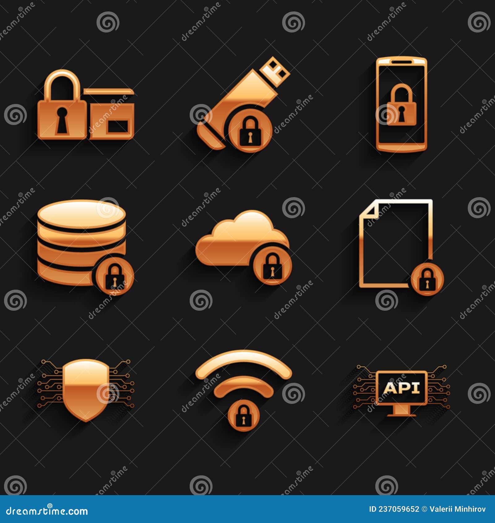 Set Cloud Computing Lock, Wifi Locked, Computer Api Interface, Document ... Set Cloud Computing Lock, Wifi Locked, Computer Api Interface, Document ...