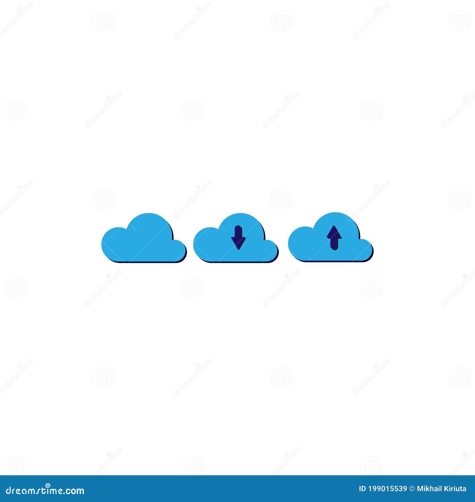 Set Cloud Icon Blue on a White Background. Vector EPS10 Stock ...