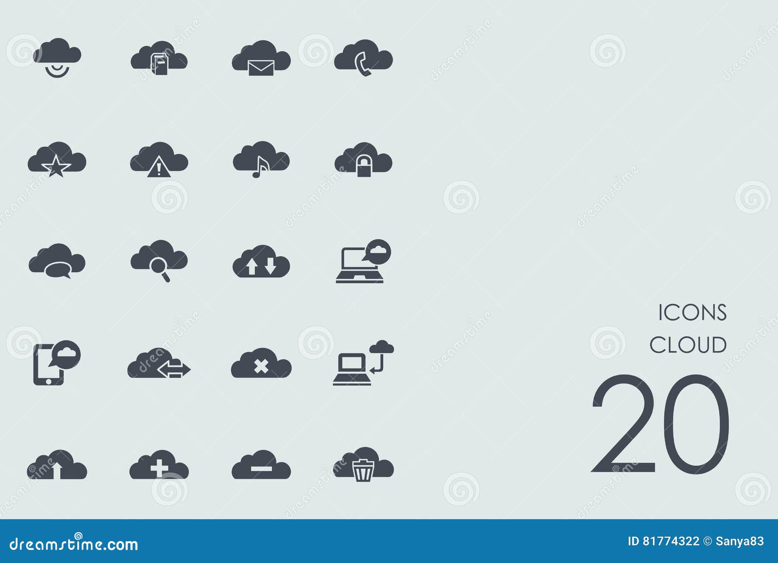 Set of cloud icons stock vector. Illustration of graphic - 81774322