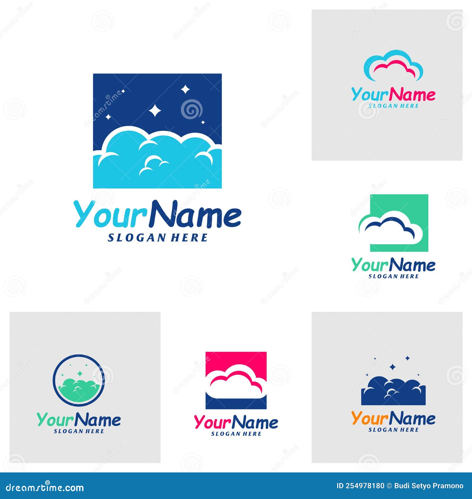 Set of Cloud Logo Design Template. Cloud Logo Concept Vector Stock ...