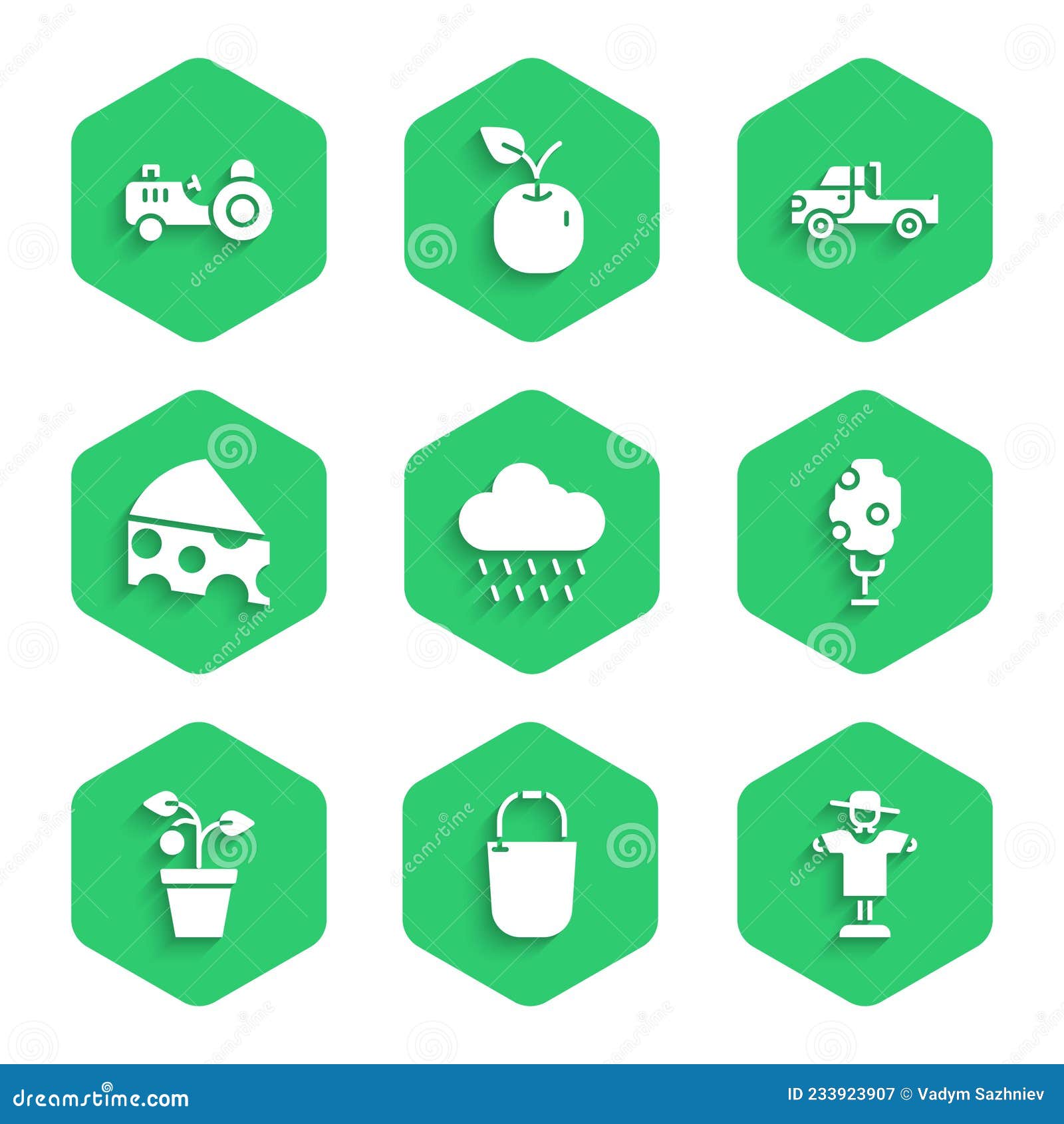 Set Cloud with Rain, Bucket, Scarecrow, Tree Apple, Plant Pot, Cheese ... Set Cloud with Rain, Bucket, Scarecrow, Tree Apple, Plant Pot, Cheese ...
