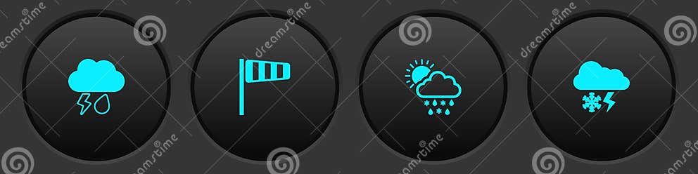 Set Cloud with Rain and Lightning, Cone Windsock Wind Vane, Snow, Rain ...