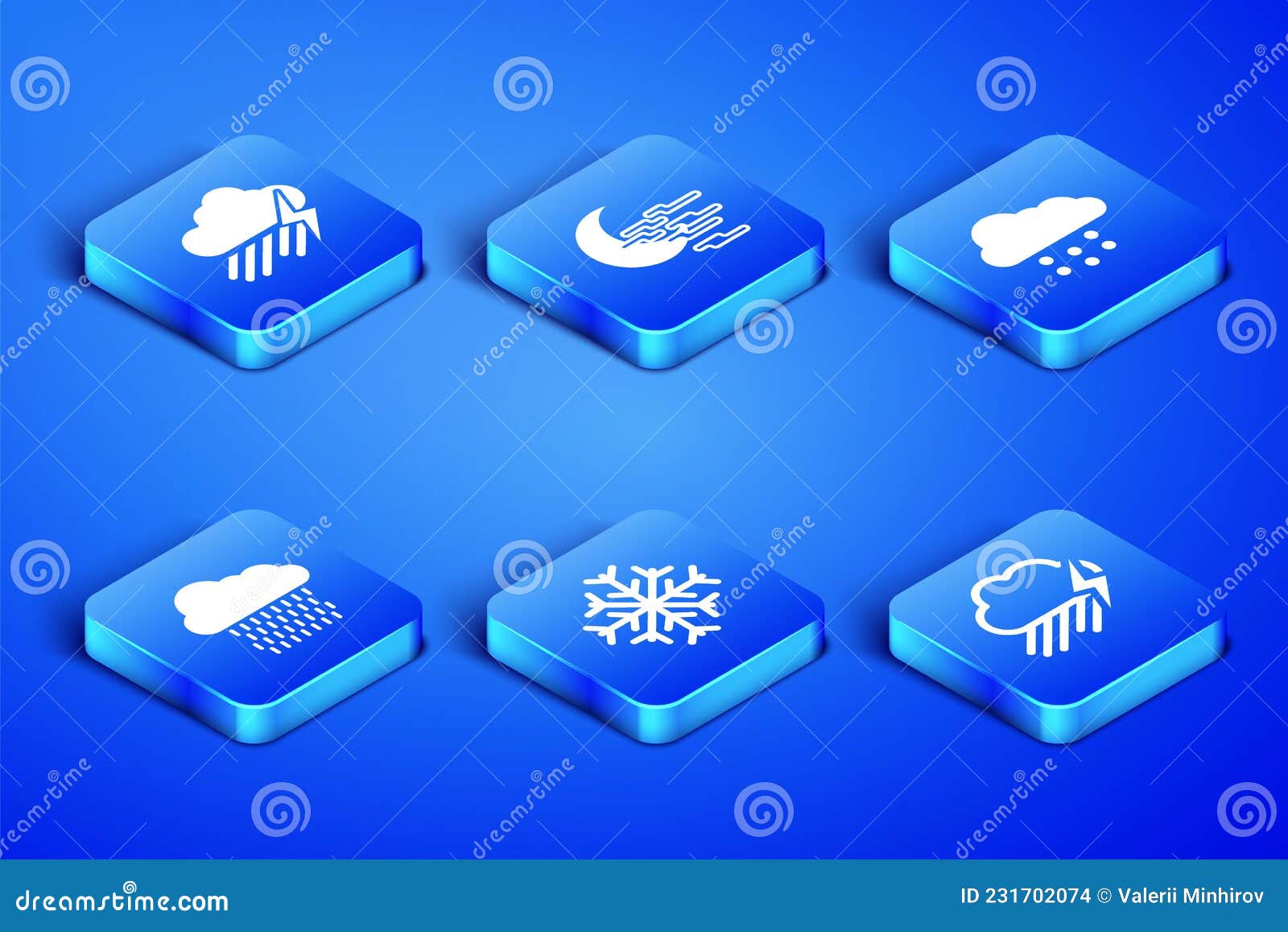 Set Cloud with Rain and Lightning, Snowflake, Fog Moon and Snow Icon ...