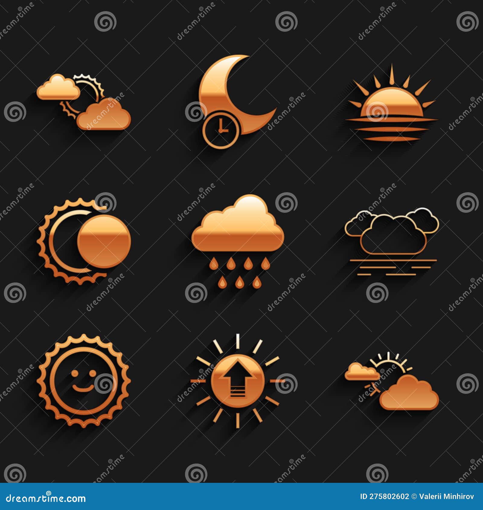Set Cloud with Rain, Sunset, and Cloud Weather, Eclipse of Sun, and ...