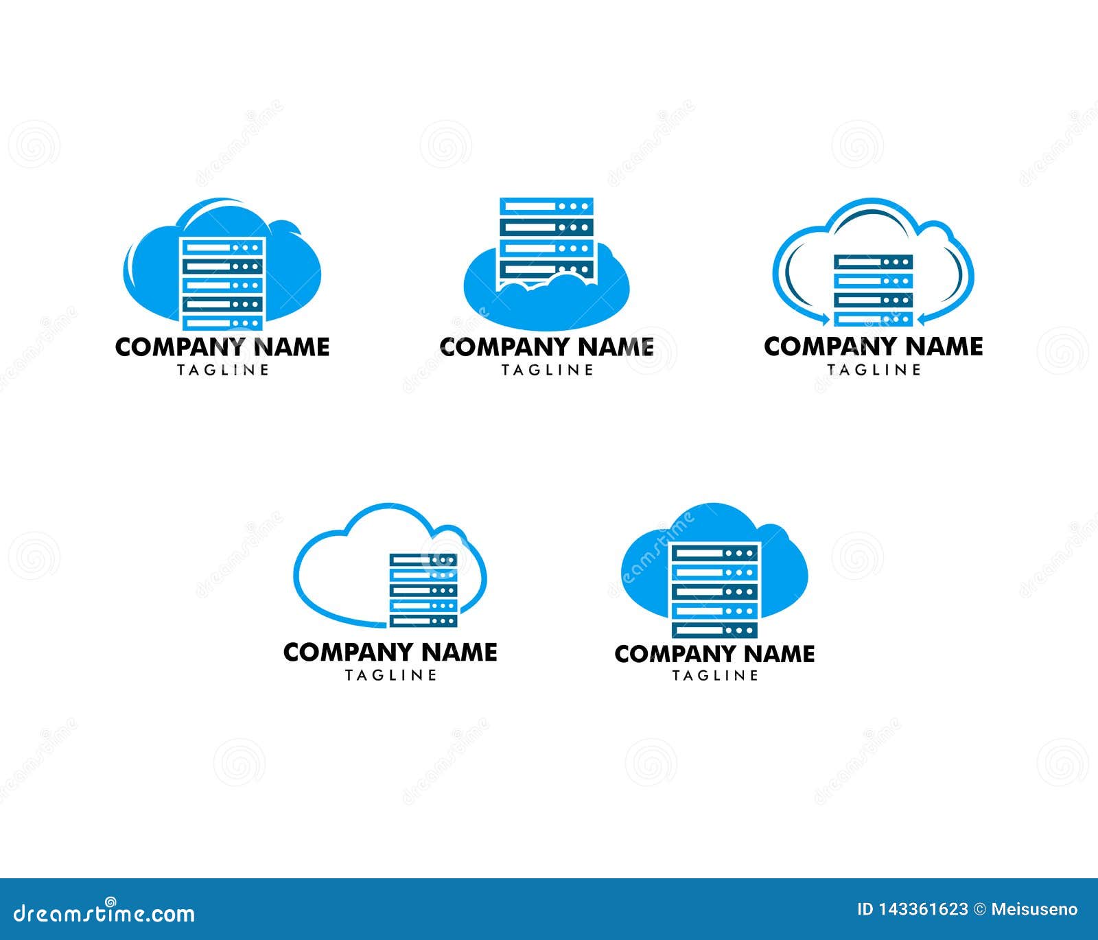 Set of Cloud Server Computer Logo Design Template Stock Vector ...