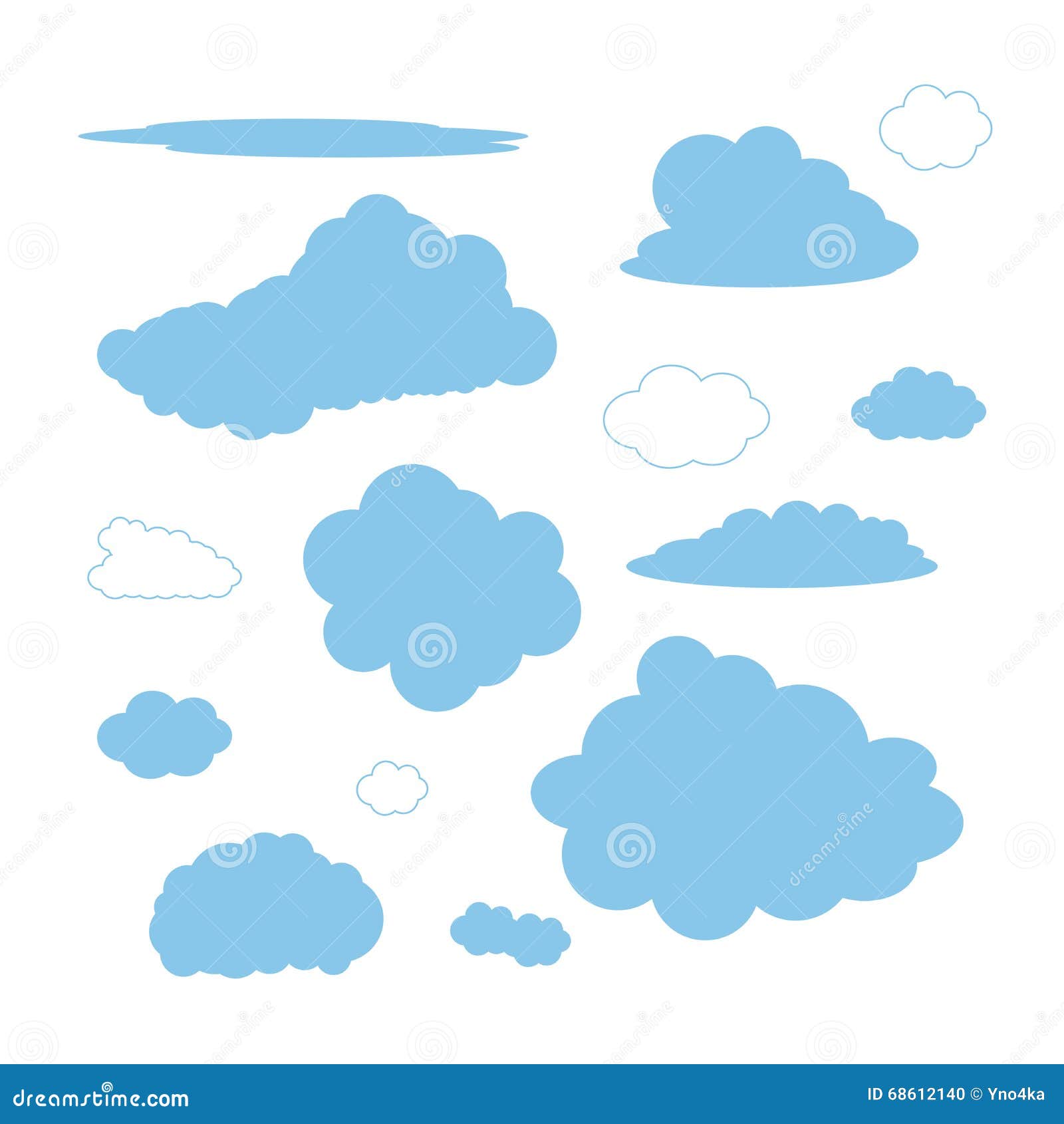 Blue One Color Simple Clouds Stock Illustration - Illustration of ...