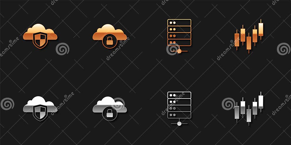 Set Cloud and Shield, Computing Lock, Server and Browser with Stocks ...