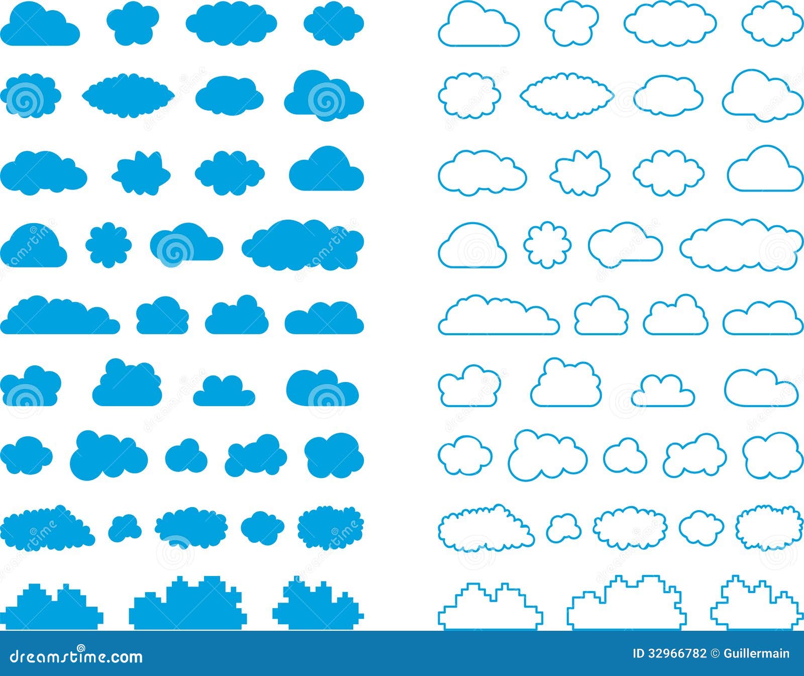 Set Of Cloud Signs. Symbols For Weather Forecast. Vector Illustration ...