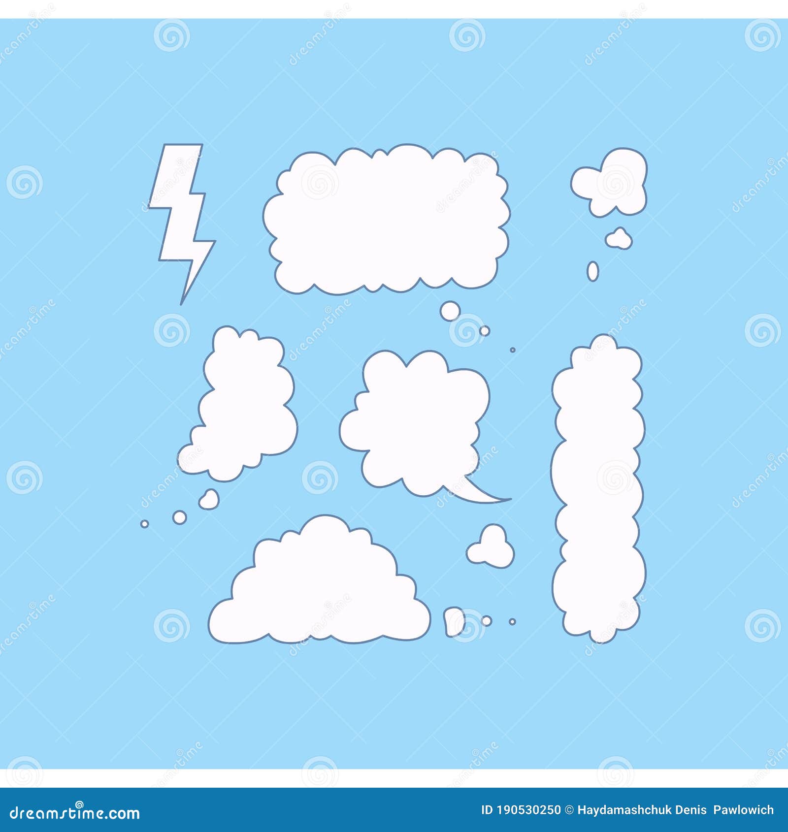 Set of Cloud Speech Bubble. Cute Bubbles and Empty Balloons Elements ...