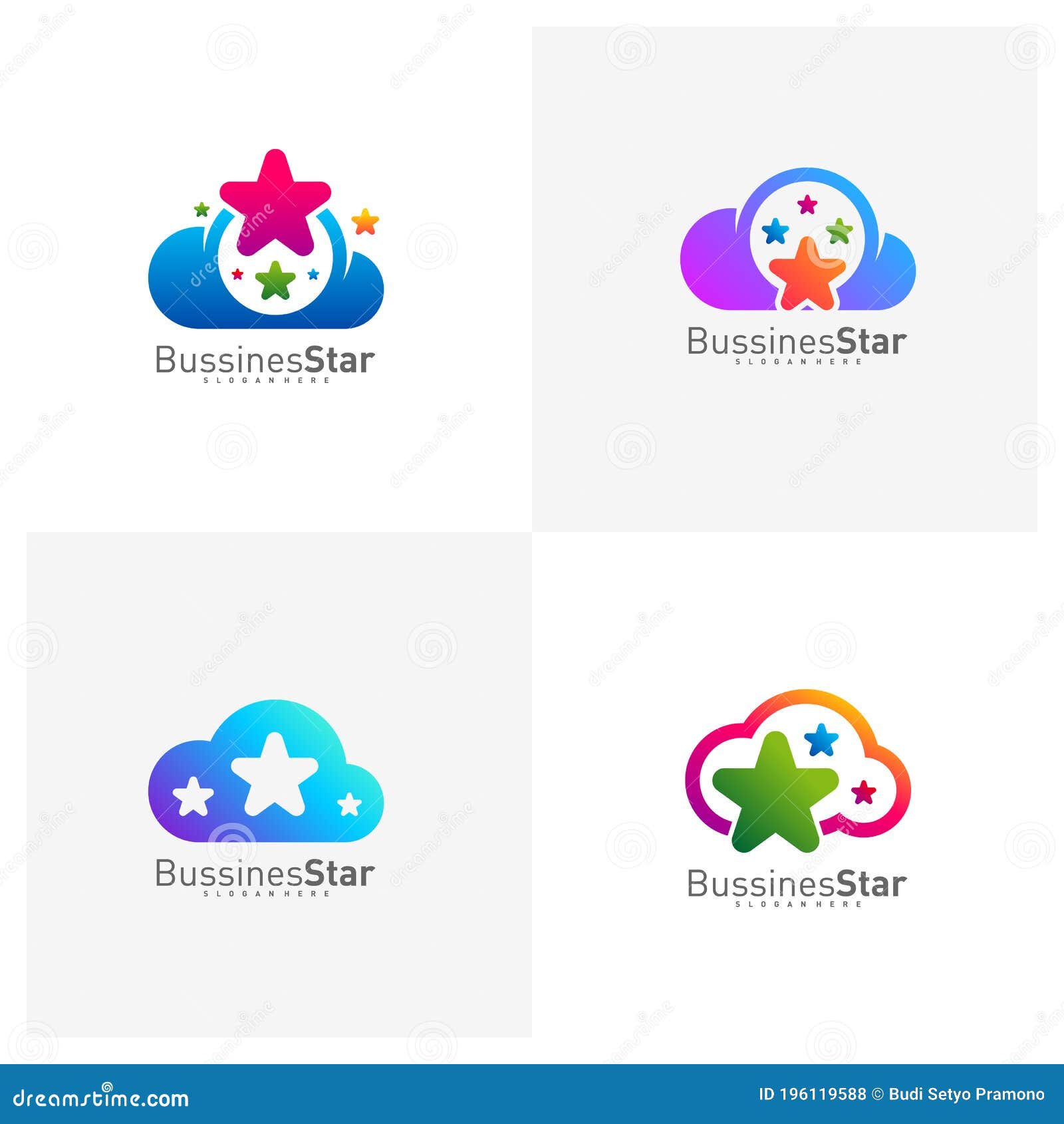 Set of Cloud Star Logo Template Design Vector, Concept, Creative Symbol ...