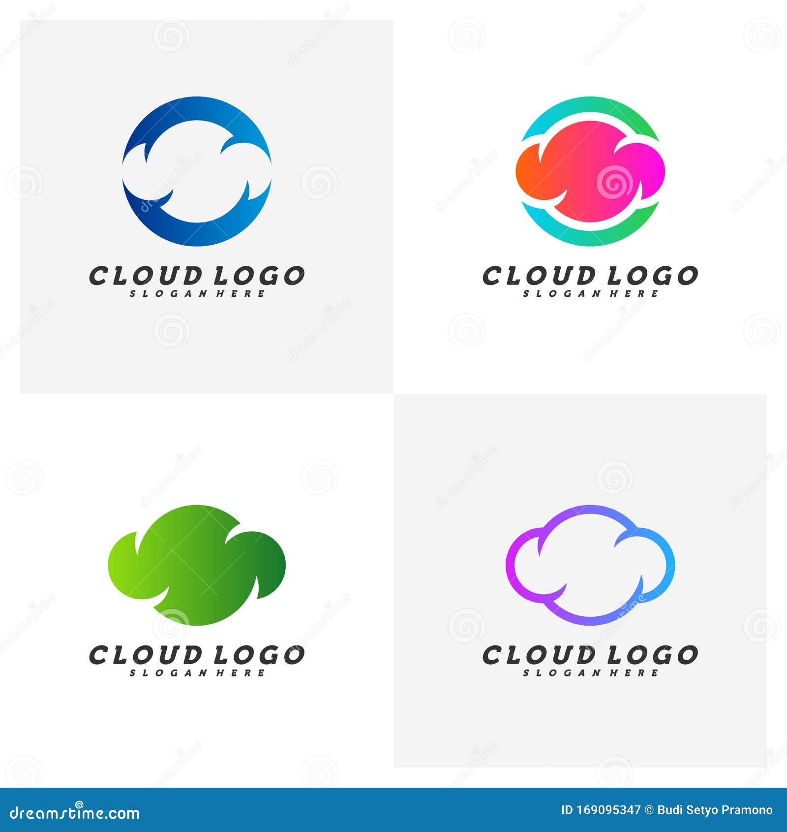 Set of Cloud Stylish Logo Design Concept Vector, Template, Creative ...