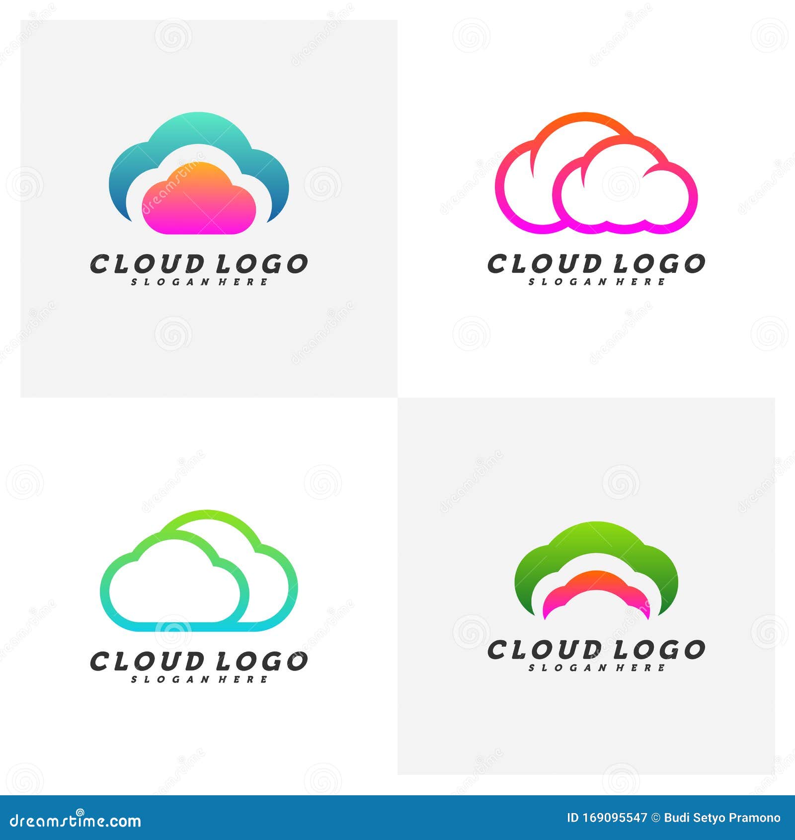 Set of Cloud Stylish Logo Design Concept Vector, Template, Creative ...