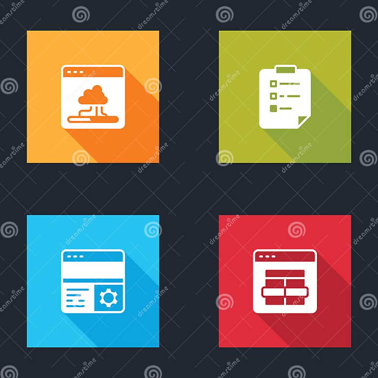 Set Cloud Technology Data Transfer Clipboard With Checklist Debugging And Mysql Code Icon 