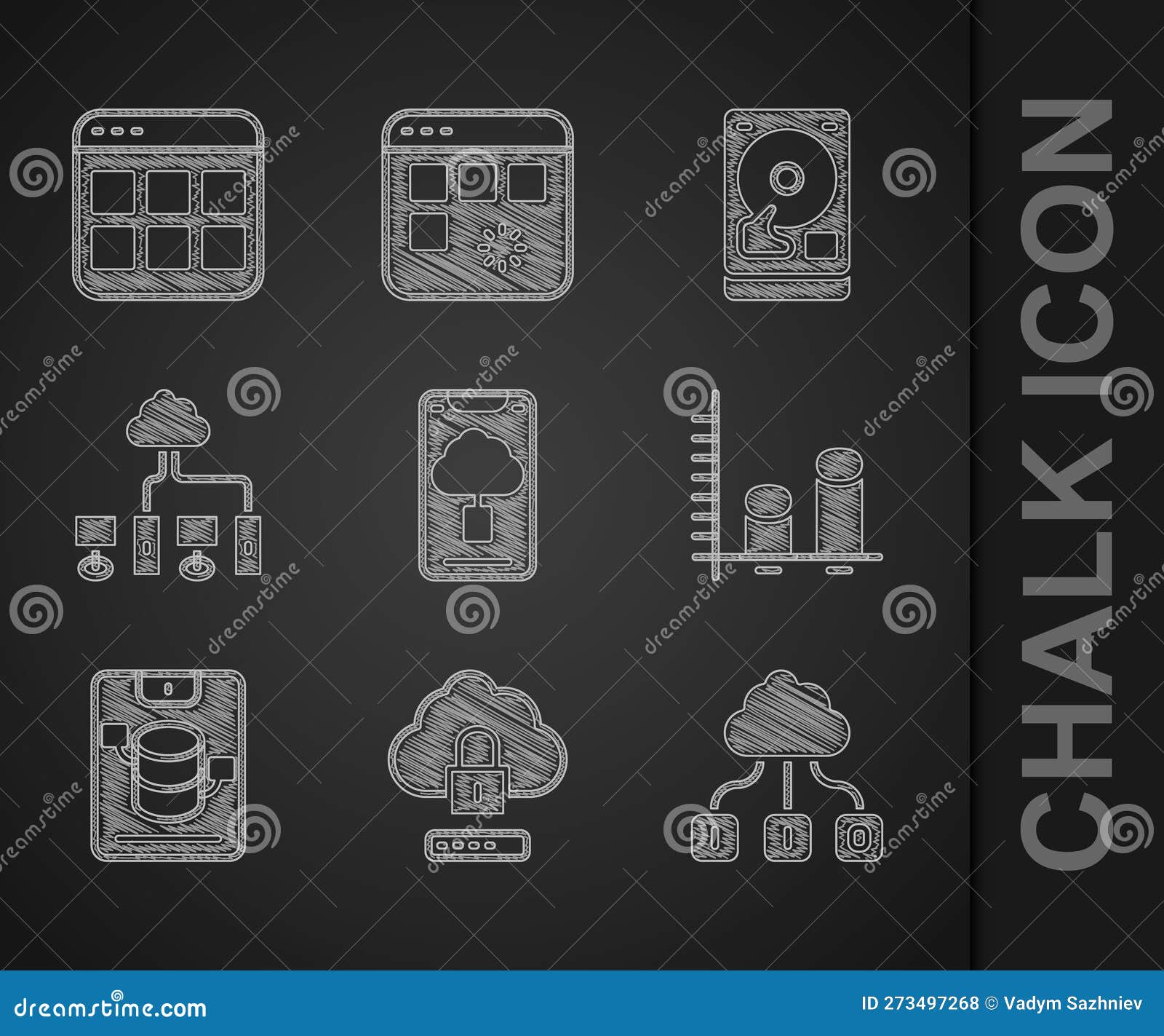 Set Cloud Technology Data Transfer, Computing Lock, Data Analysis, Server, Data, Web Hosting ...