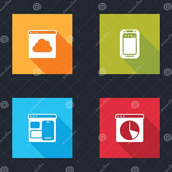 Set Cloud Technology Data Transfer, Mobile Phone, Web Developer Programming Code and Graph Chart ...